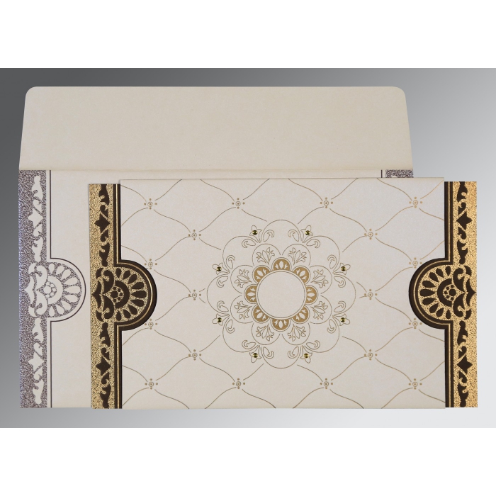 IVORY SHIMMERY FLORAL THEMED - SCREEN PRINTED WEDDING CARD : CIN-8227P ...