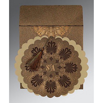 DARK BROWN MATTE FLORAL THEMED - SCREEN PRINTED WEDDING CARD : CIN ...